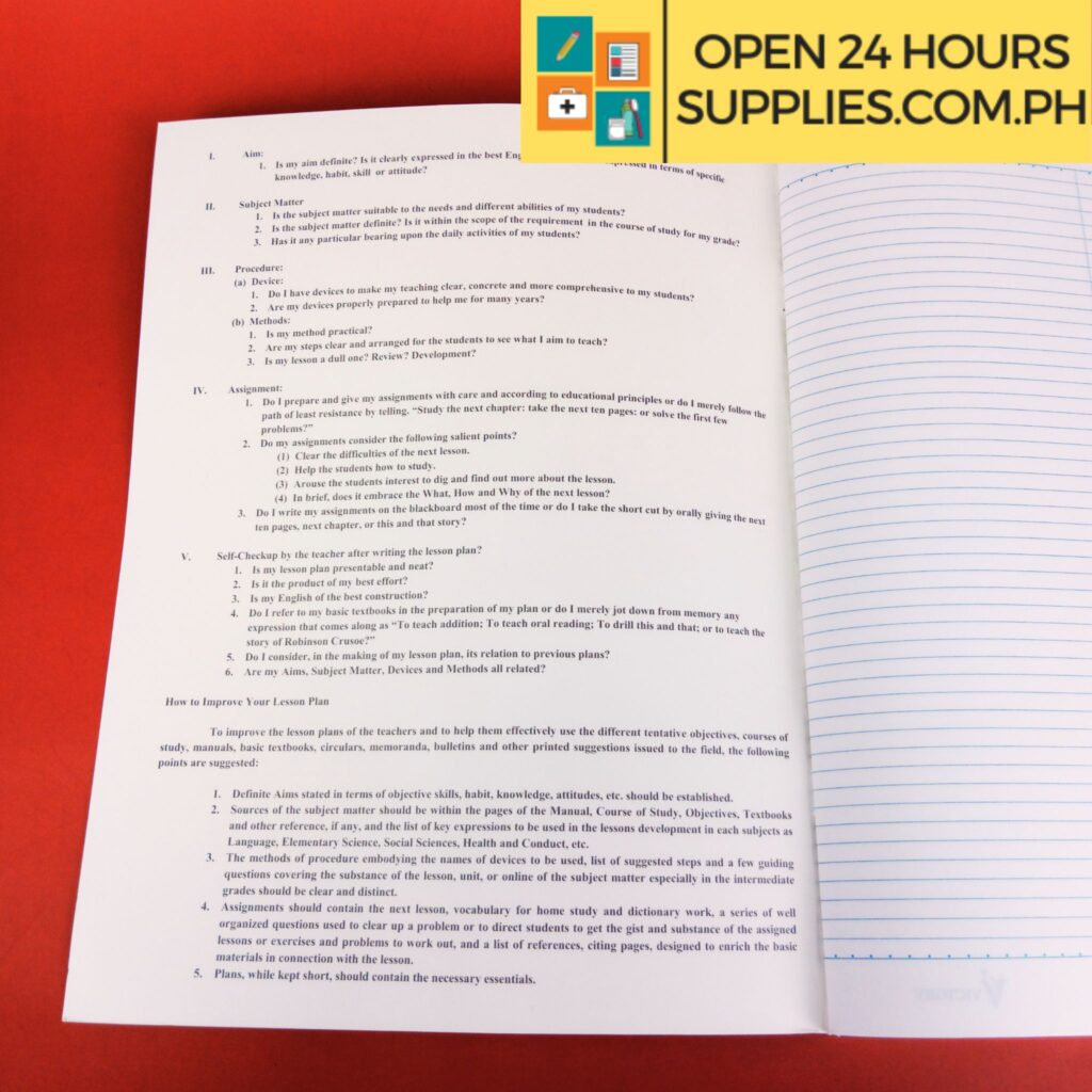 Victory Lesson Plan Book 210 mm x 280 mm 80 leaves - Supplies 24/7 Delivery