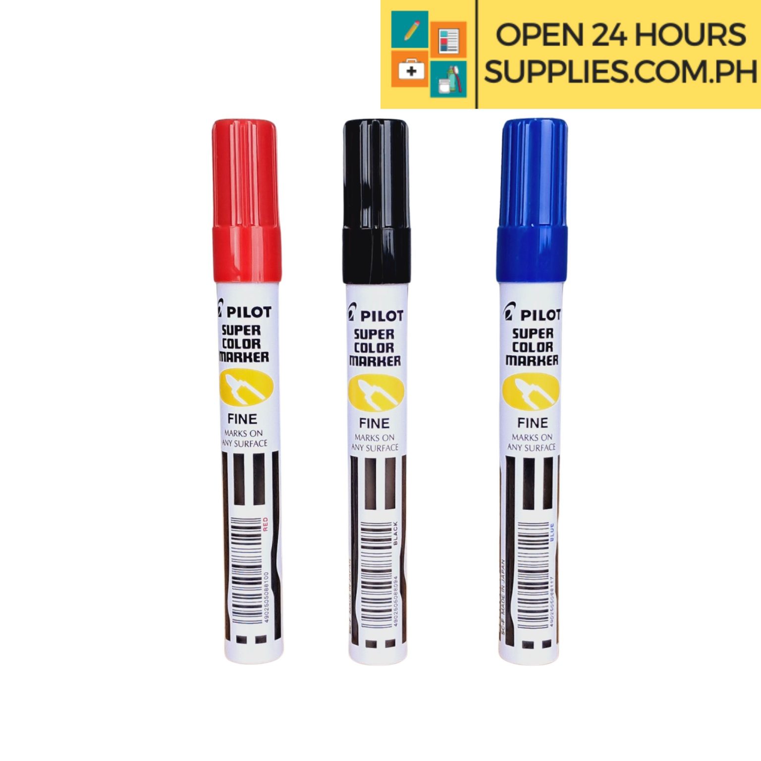 Pilot Permanent Marker - Fine Black, Red, Blue - Supplies 24/7 Delivery