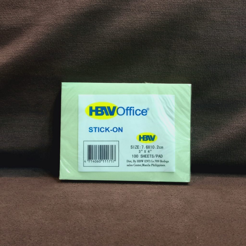 Stick-on (HBW) 3 x 4 inches 100 sheets - Green | Blue | Pink | Yellow ...