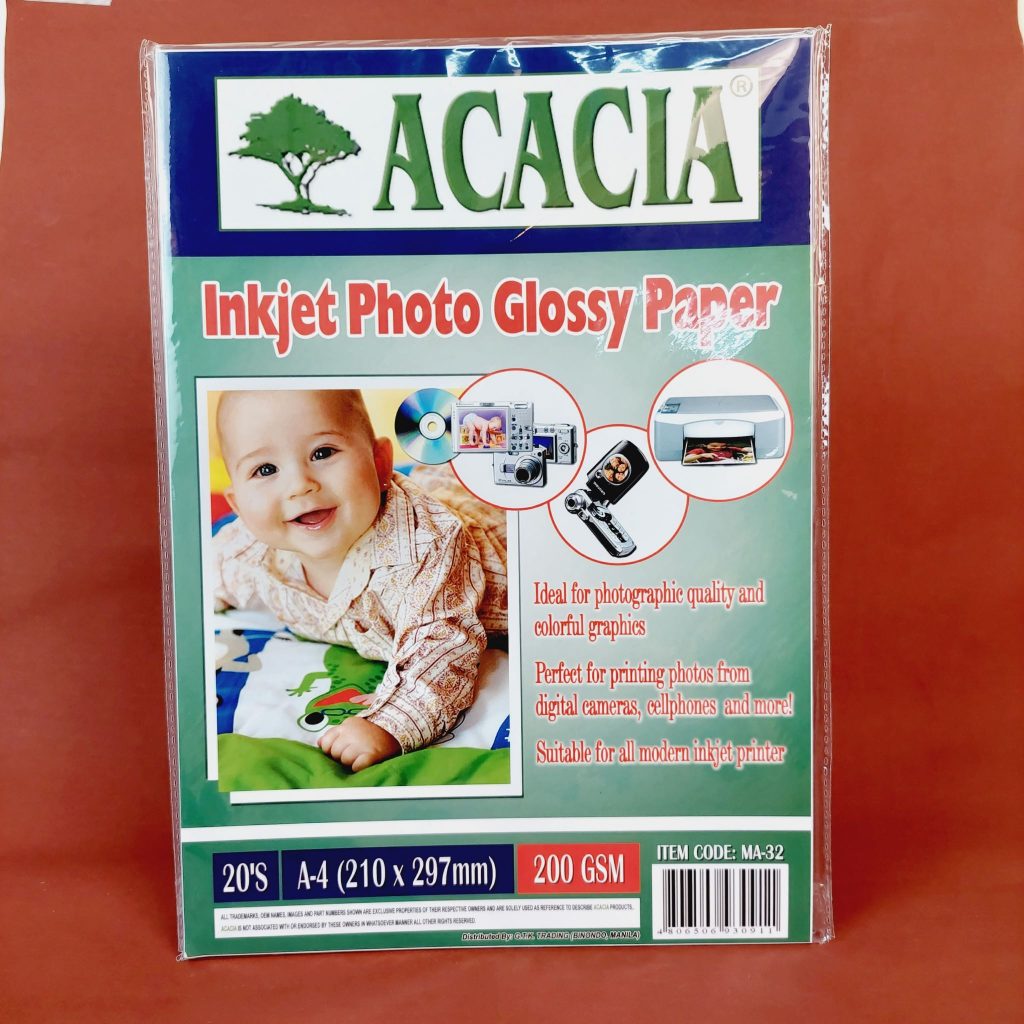 Photo Paper (Acacia) Inkjet Photo Glossy Paper A4 200 gsm 20 sheets - Supplies 24/7 Delivery