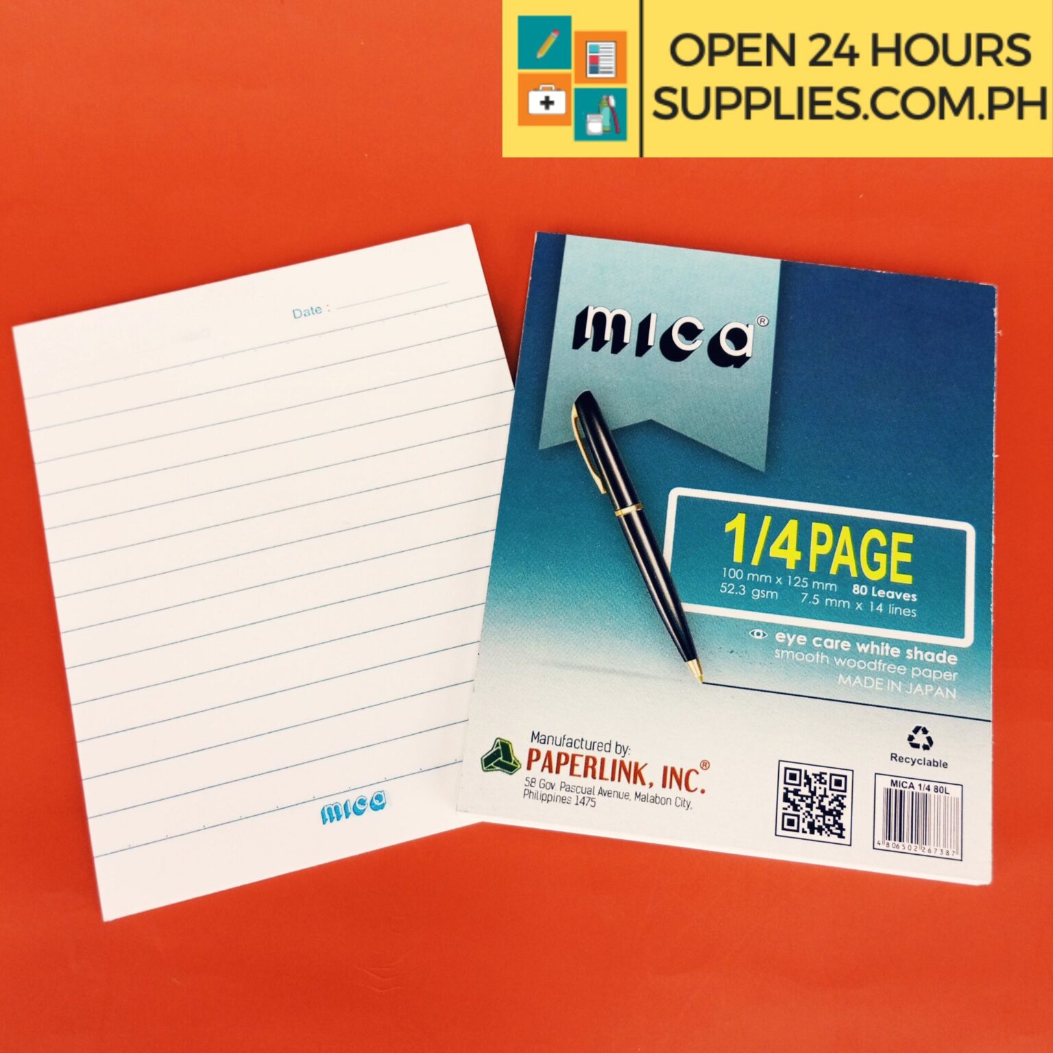 Pad Paper (Mica) Quiz Pad 1/4 size 100 mm x 125 mm 80 leaves 60 gsm ...