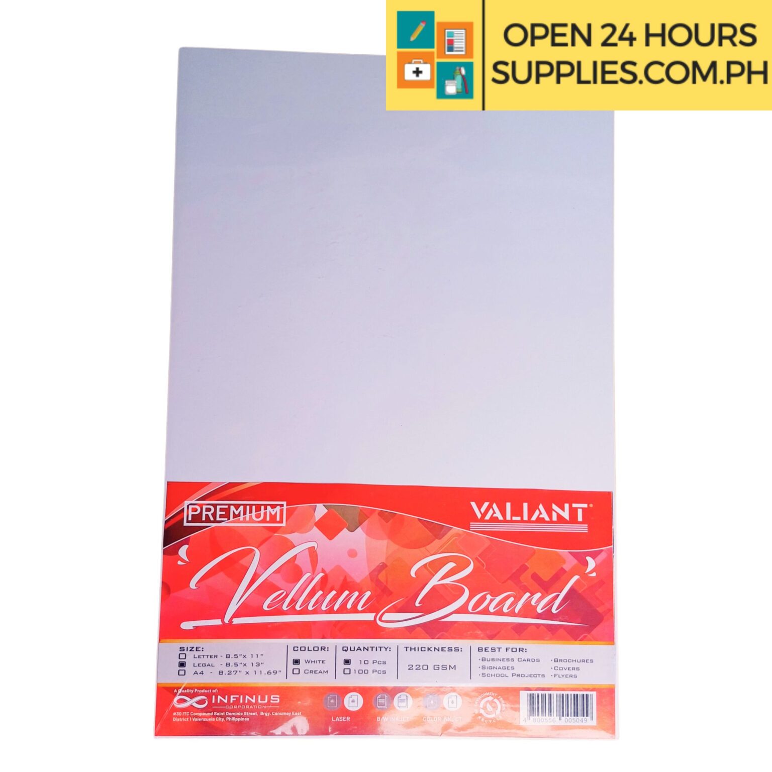 Valiant Vellum Board Long 10sheets 220gsm Cream/ White - Supplies 24/7 ...