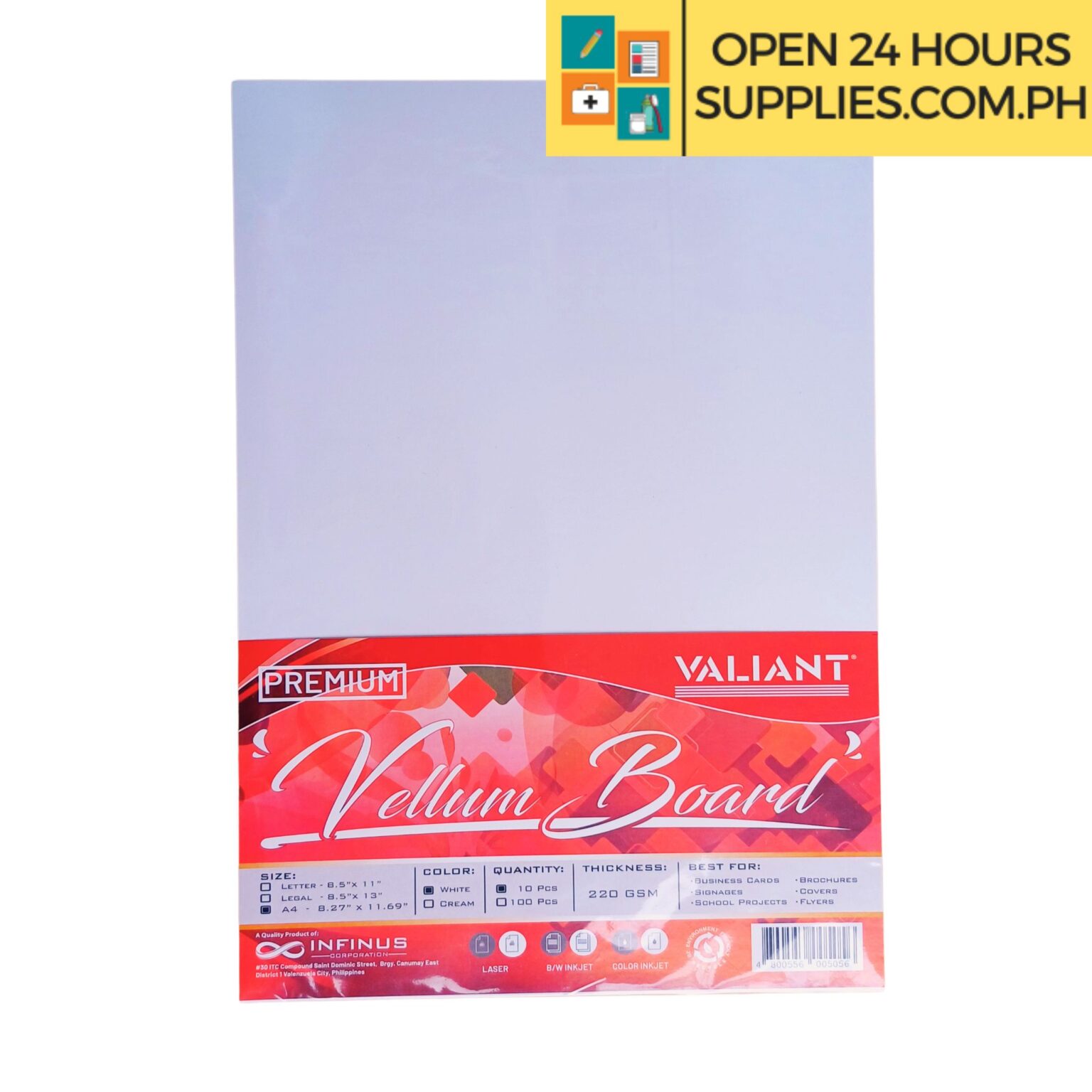 Valiant Vellum Board paper A4 10sheets 220gsm White/Cream - Supplies 24 ...