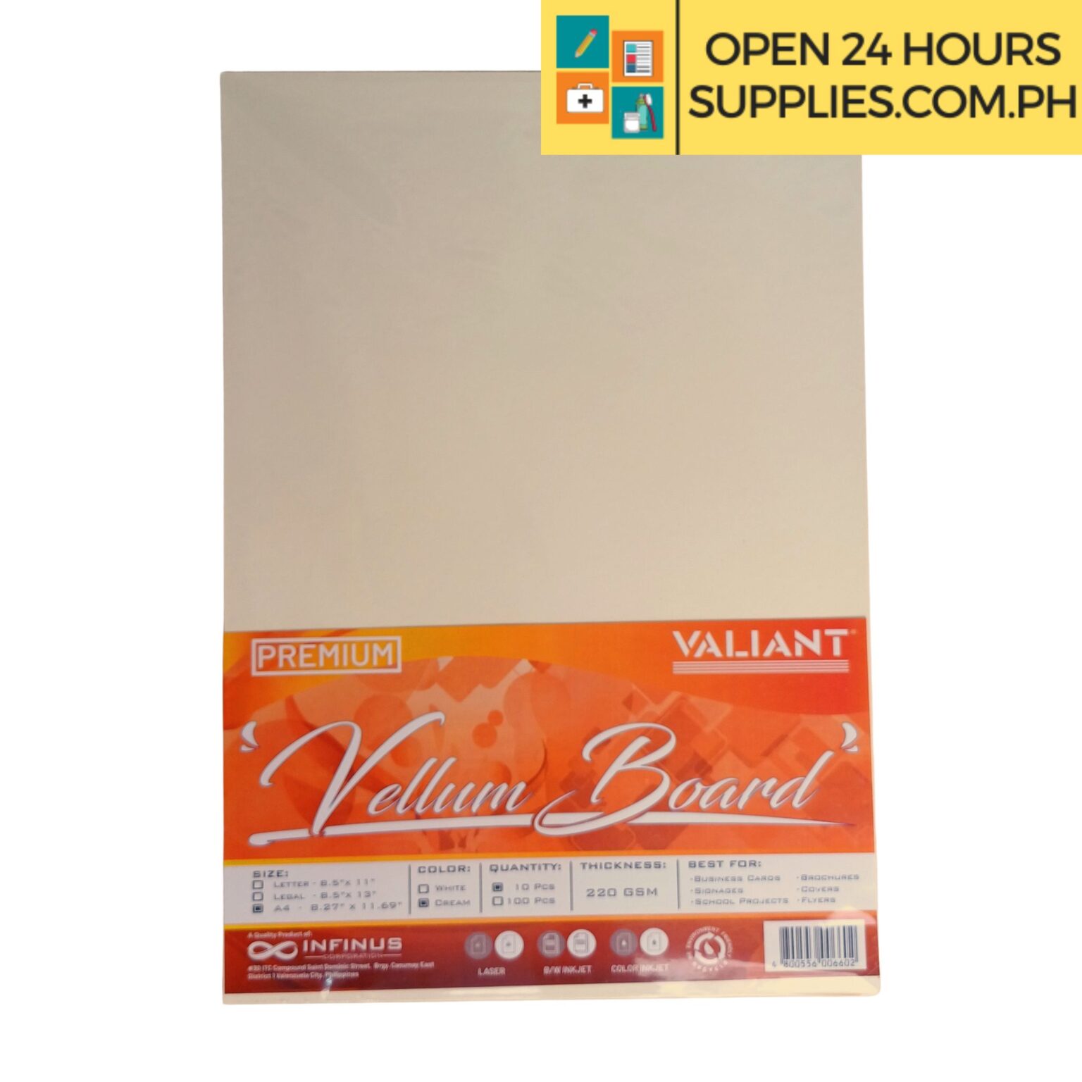 Valiant Vellum Board paper A4 10sheets 220gsm White/Cream - Supplies 24 ...
