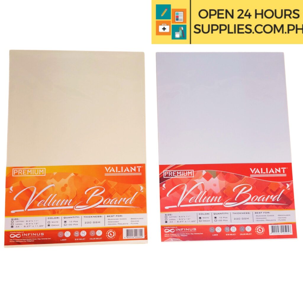 Valiant Vellum Board paper A4 10sheets 220gsm White/Cream - Supplies 24 ...