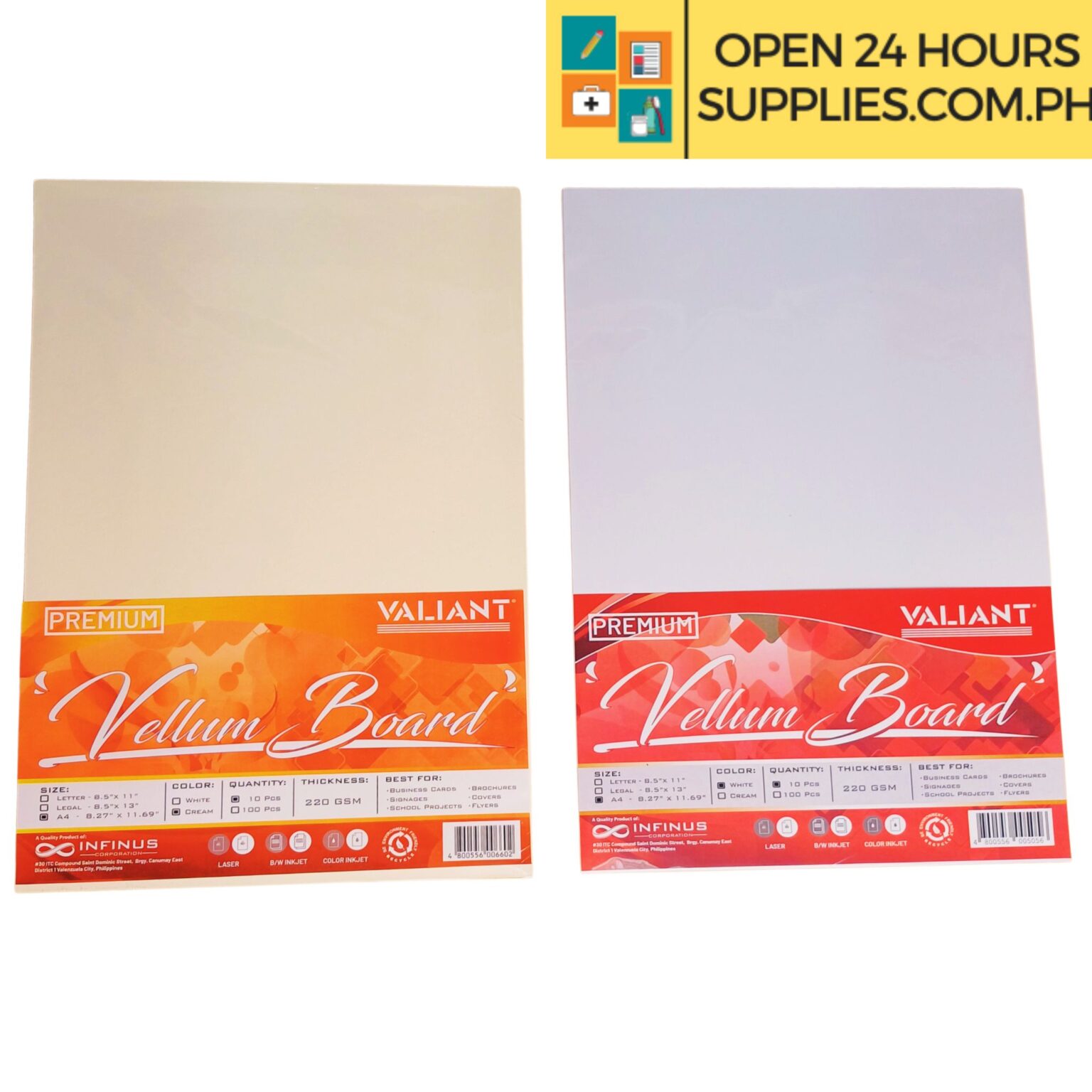 Valiant Vellum Board paper A4 10sheets 220gsm White/Cream - Supplies 24 ...