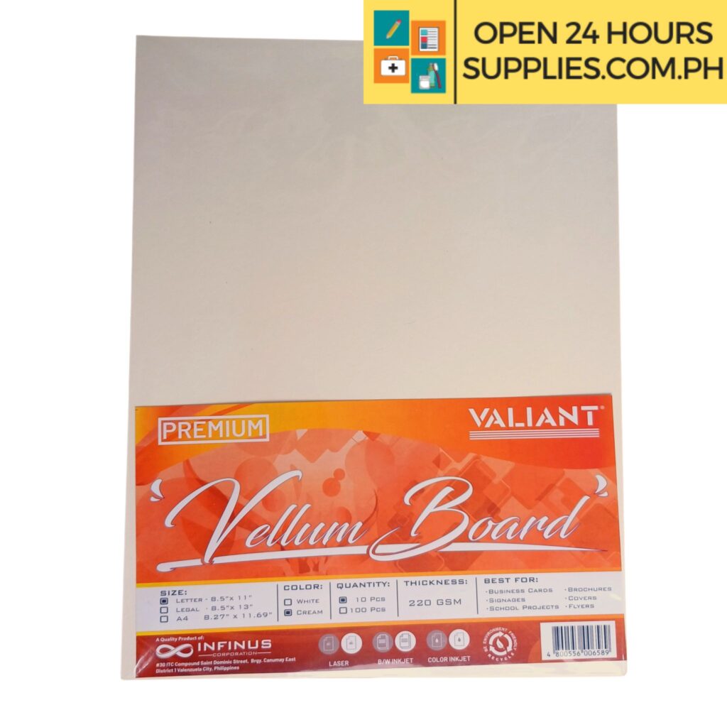 Valiant Vellum Board Short 10sheets 220gsm White/ Cream - Supplies 24/7 ...