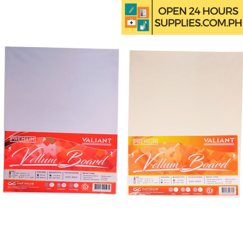 Valiant Vellum Board Short 10sheets 220gsm White/ Cream - Supplies 24/7 ...