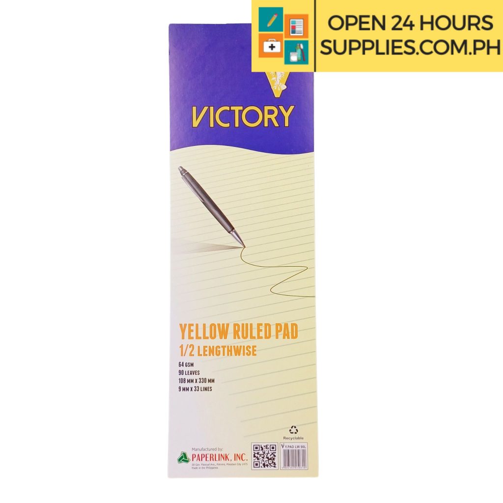 Yellow Pad Paper (Victory) 1/2 Lengthwise/Crosswise 64 gsm 90s ...