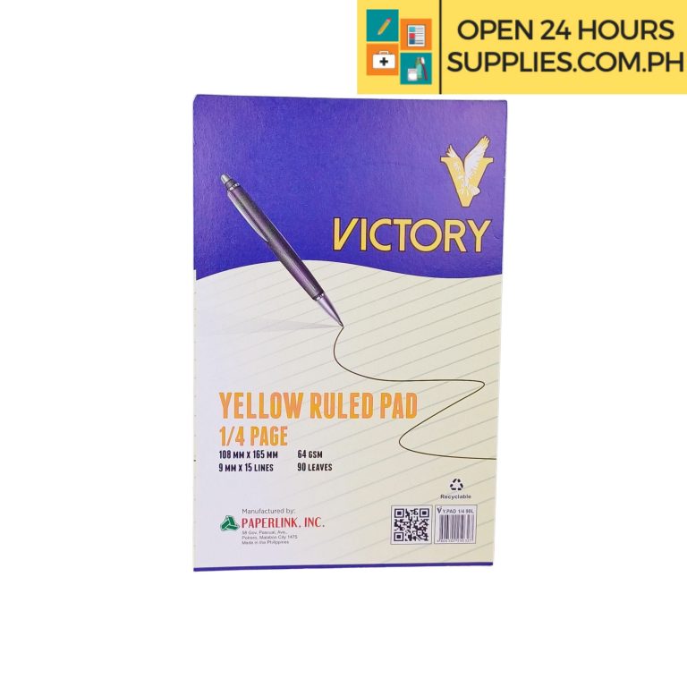 Yellow Pad Paper (Victory) 1/4 - 64 gsm 90 sheets - Supplies 24/7 Delivery