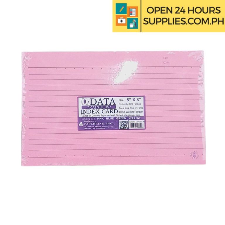 Index Card (Data) Colored 5x8 inches 100s Assorted colors per pack ...